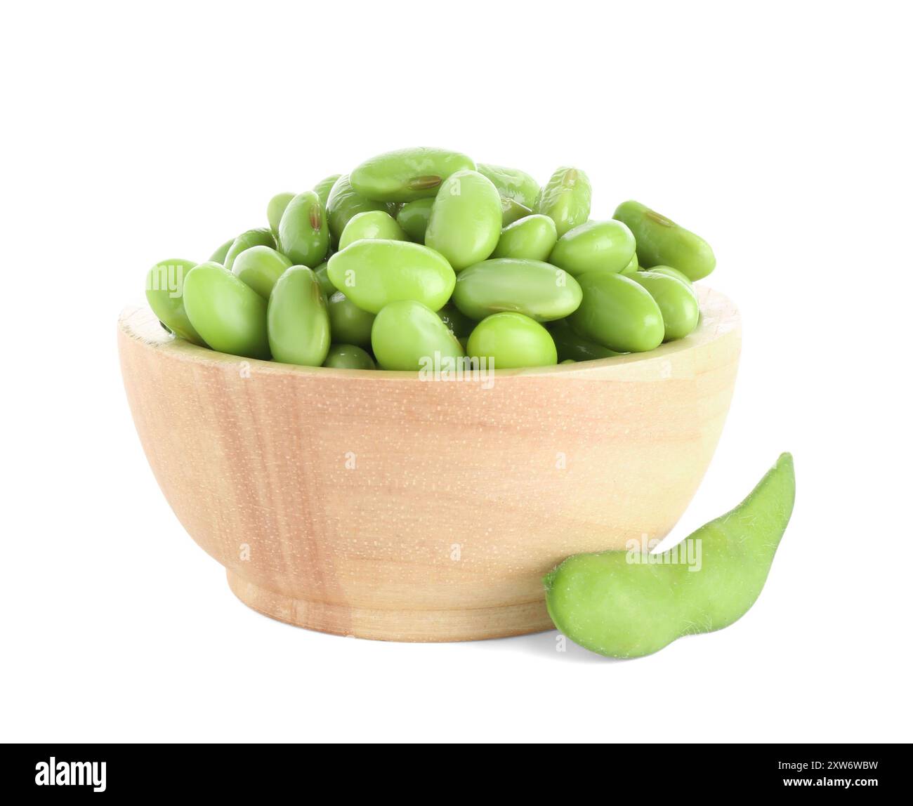 Raw green edamame soybeans and pod isolated on white Stock Photo - Alamy