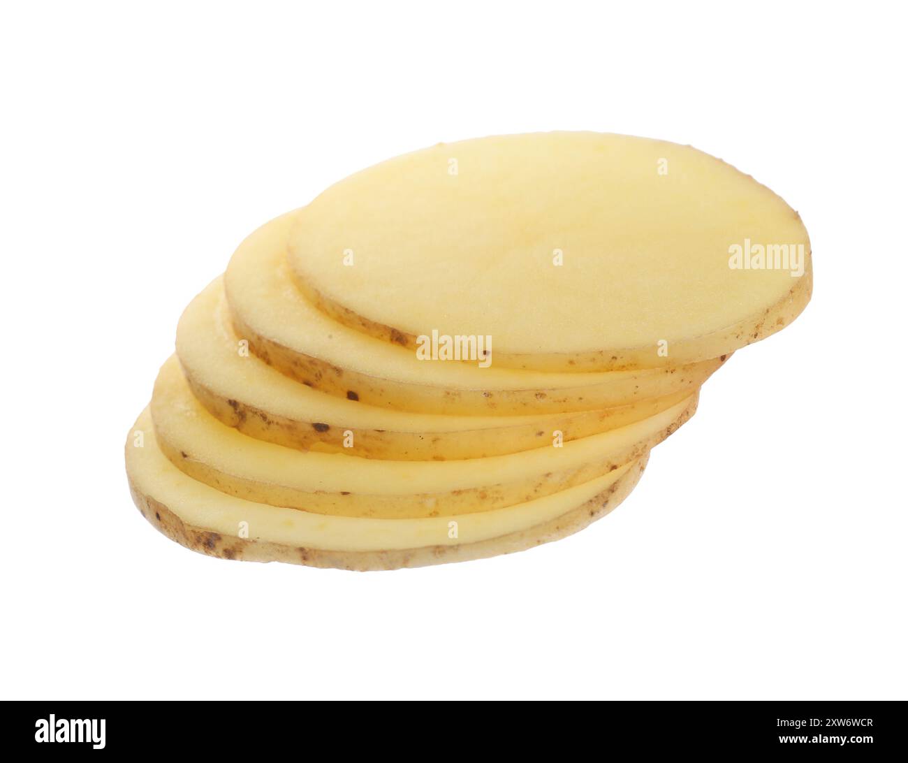 Slices of raw potato isolated on white Stock Photo - Alamy