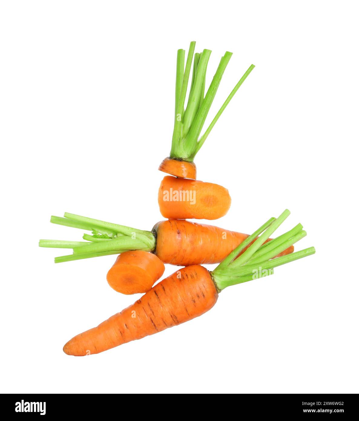 Whole and cut fresh carrots isolated on white Stock Photo - Alamy