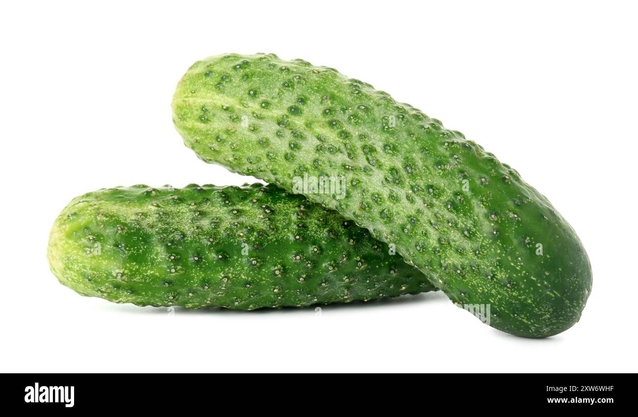 Two whole fresh cucumbers isolated on white Stock Photo - Alamy