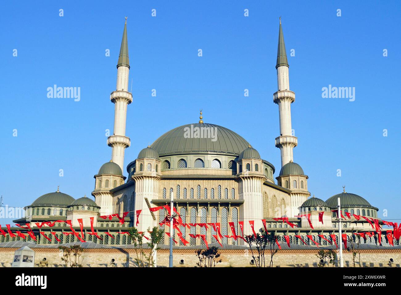 Exterior of the Taksim Mosque in Istanbul. The domes and minarets of ...