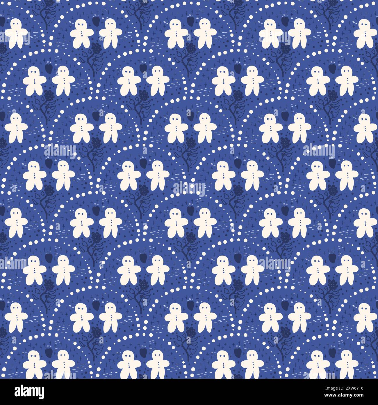 Gingerbread man scallop seamless pattern. Christmas arch repeat ...