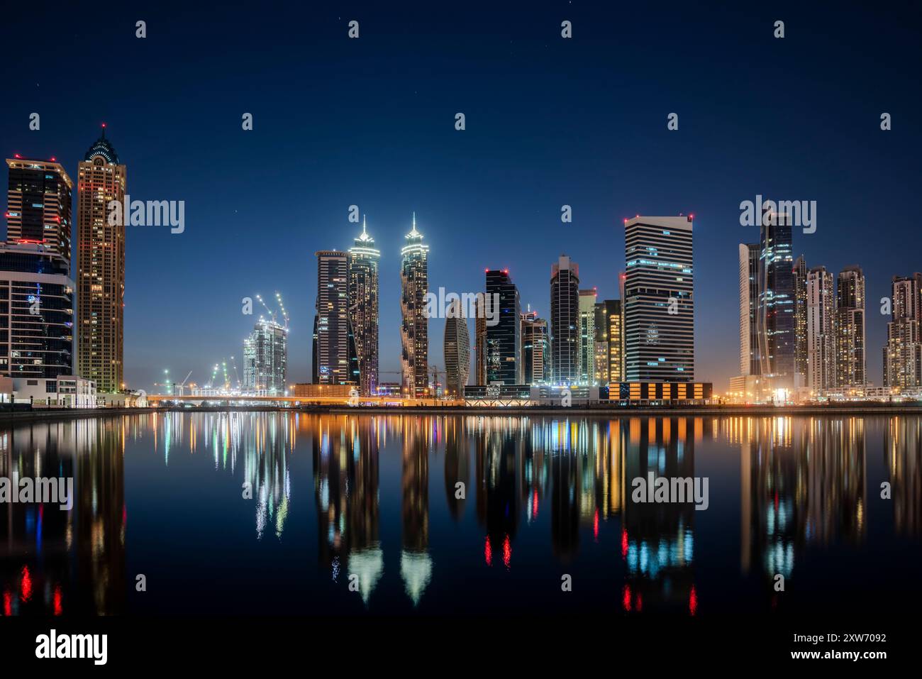 Dubai, United Arab Emirates, 2nd May 2015. Night view of Business Bay ...