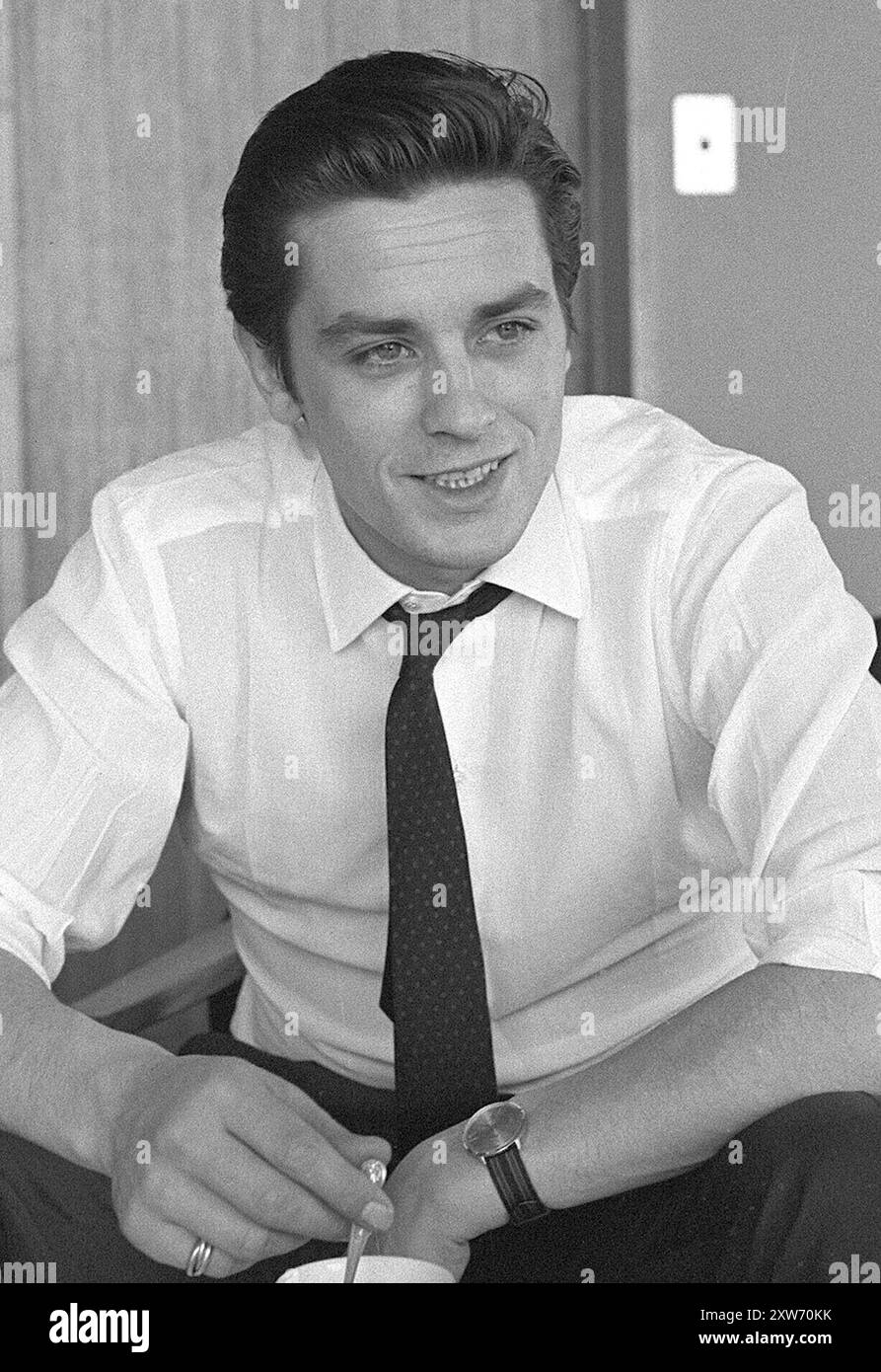 File photo taken in April 1963 shows French actor Alain Delon giving in ...