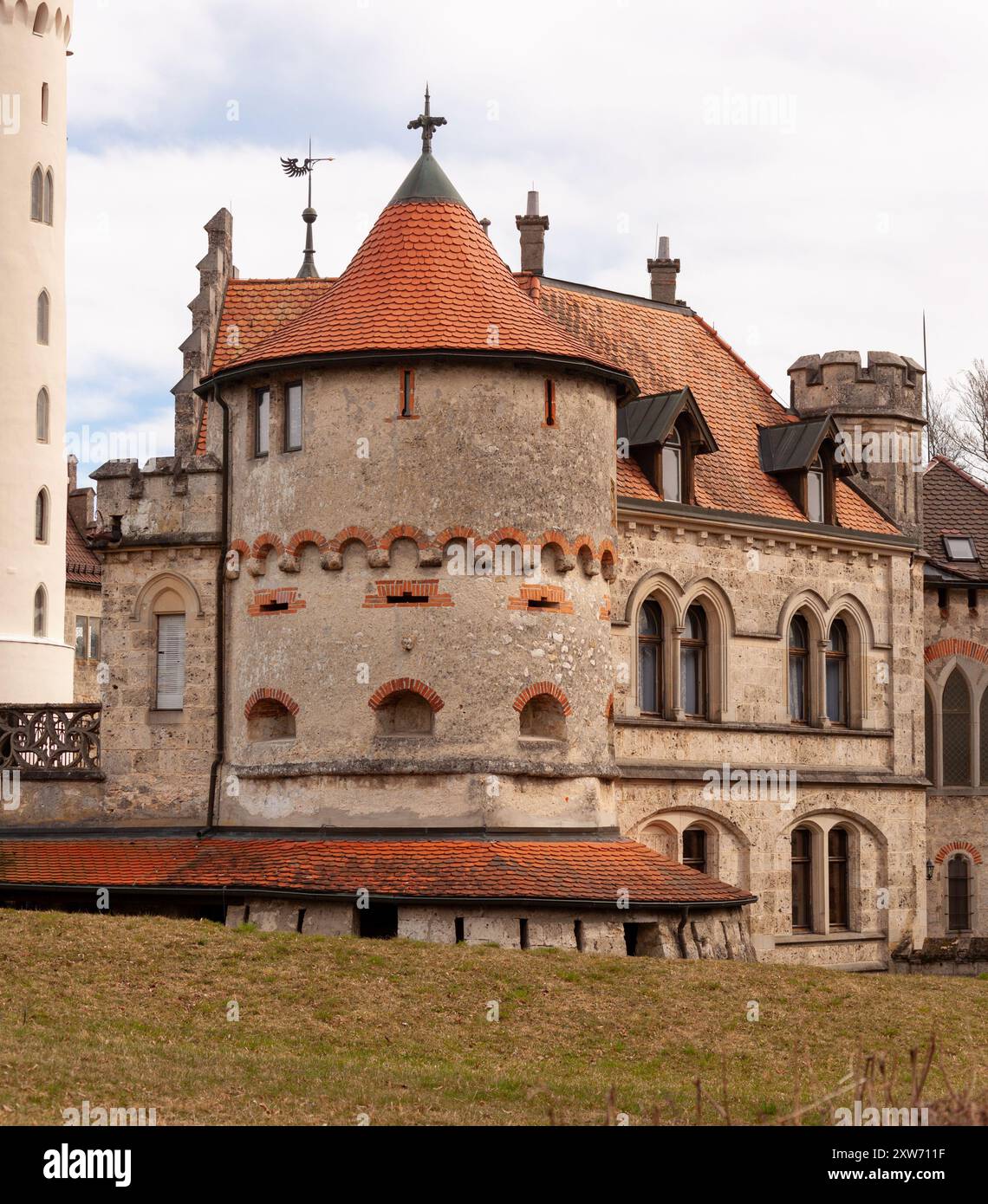 View on medieval buildings near Lichtenstein castle on a spring day ...