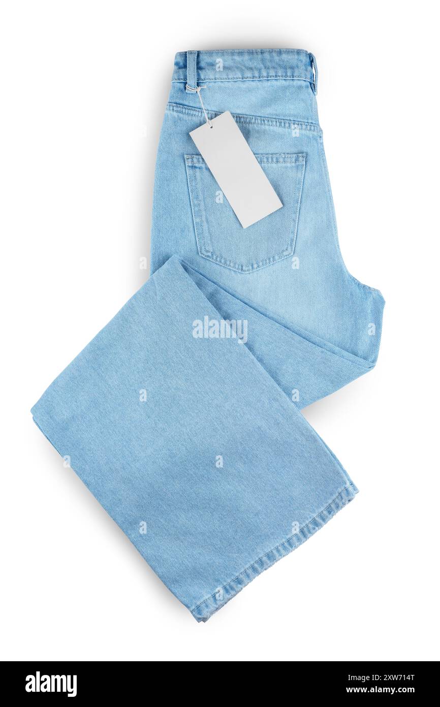 Denim blue jean, folded blue jeans pants isolated on white background ...