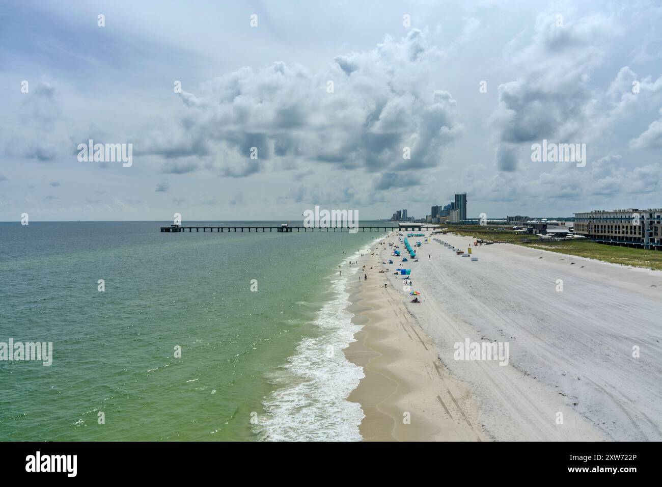 Aerial view of The Lodge at Gulf State Park on the beach at Gulf Shores ...