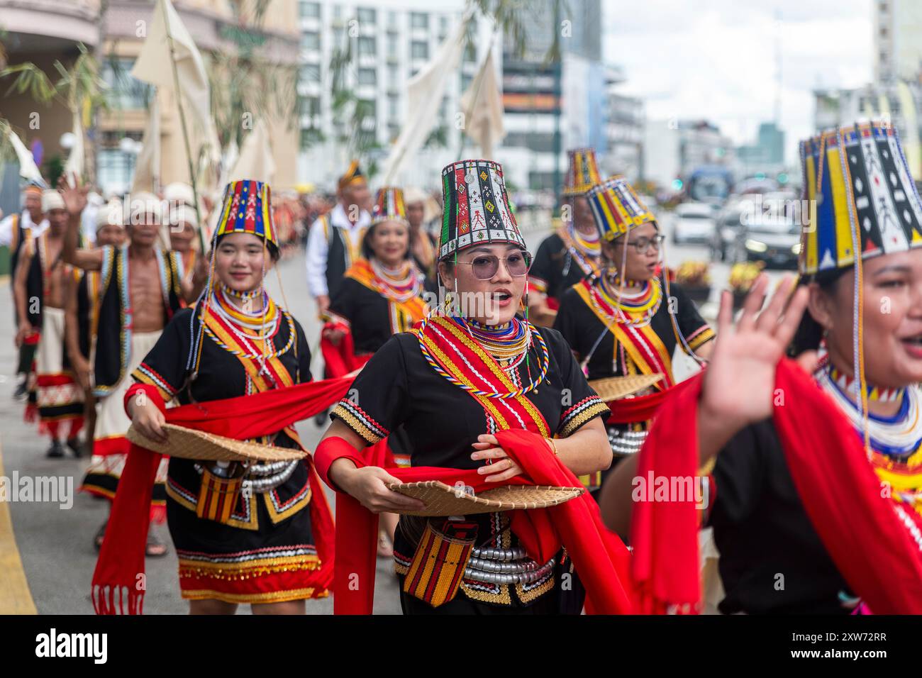 Iban Parade in Traditional Costumes During Gawai Dayak Celebration ...