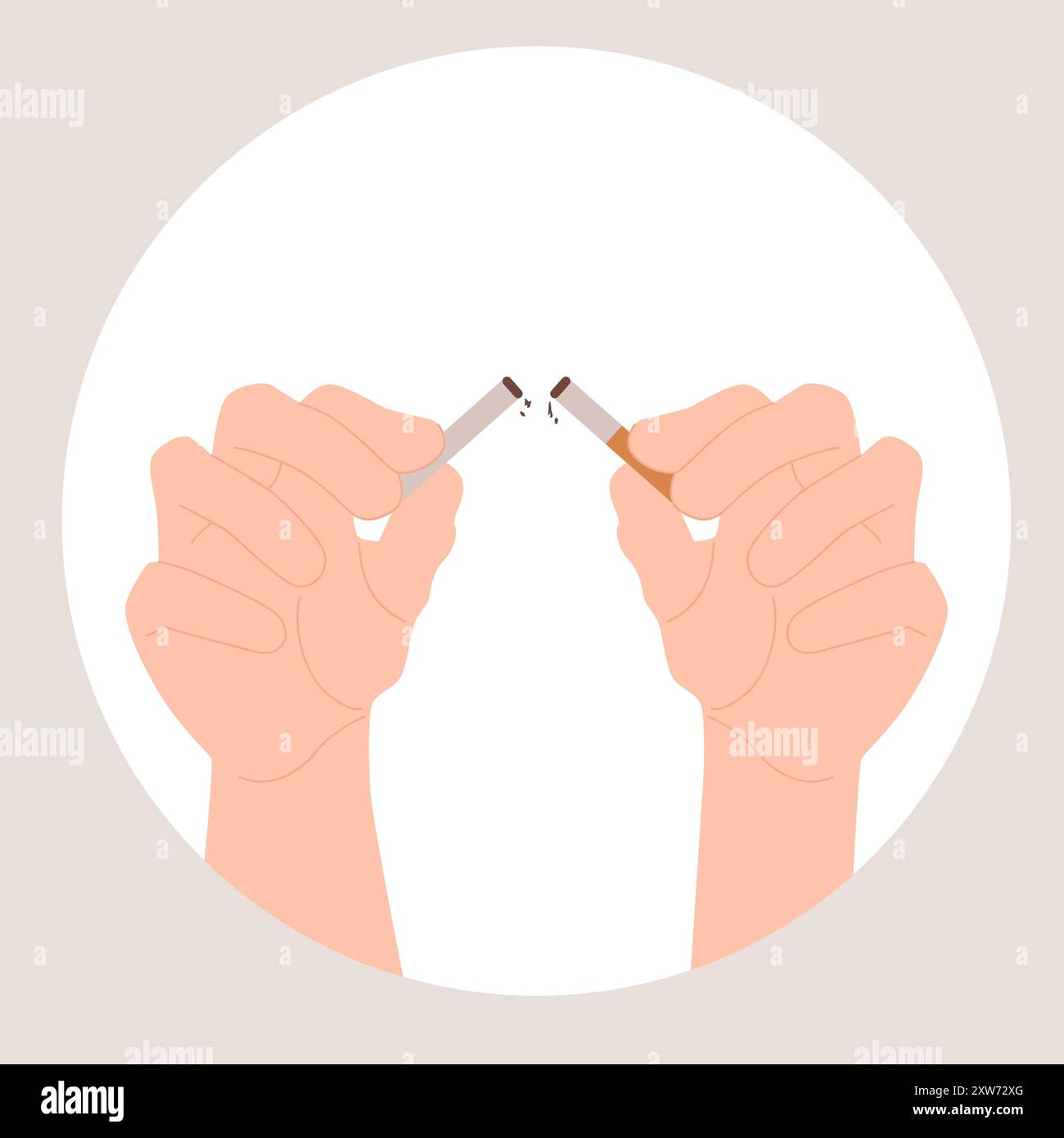 Stop to smoke, quit and win addiction poster design. Hands of smoker ...