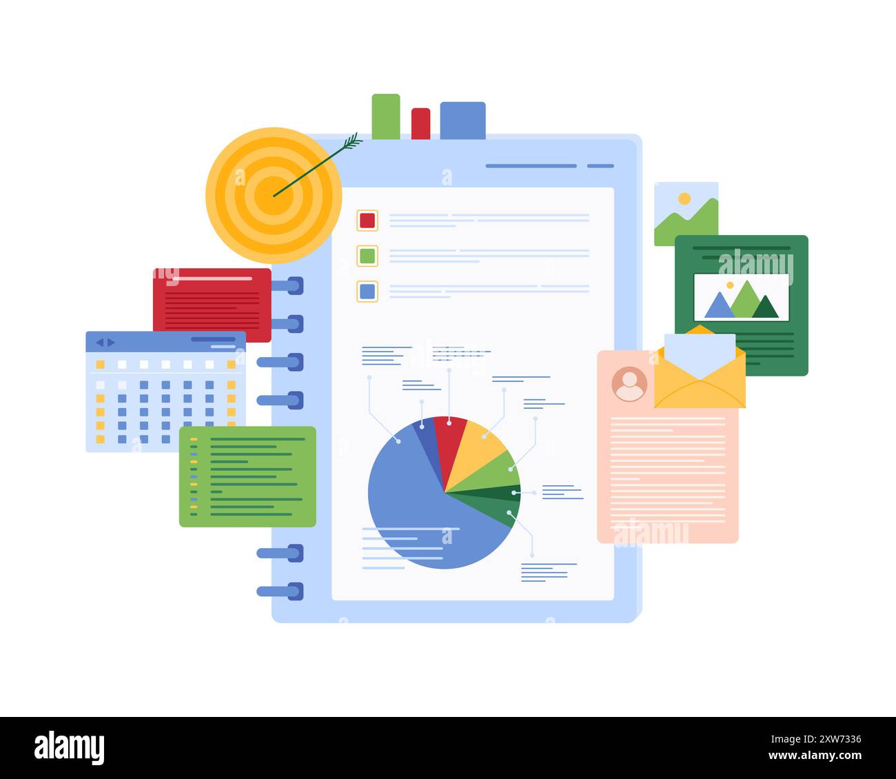 Vector image depicting a business planner, highlighting organization ...