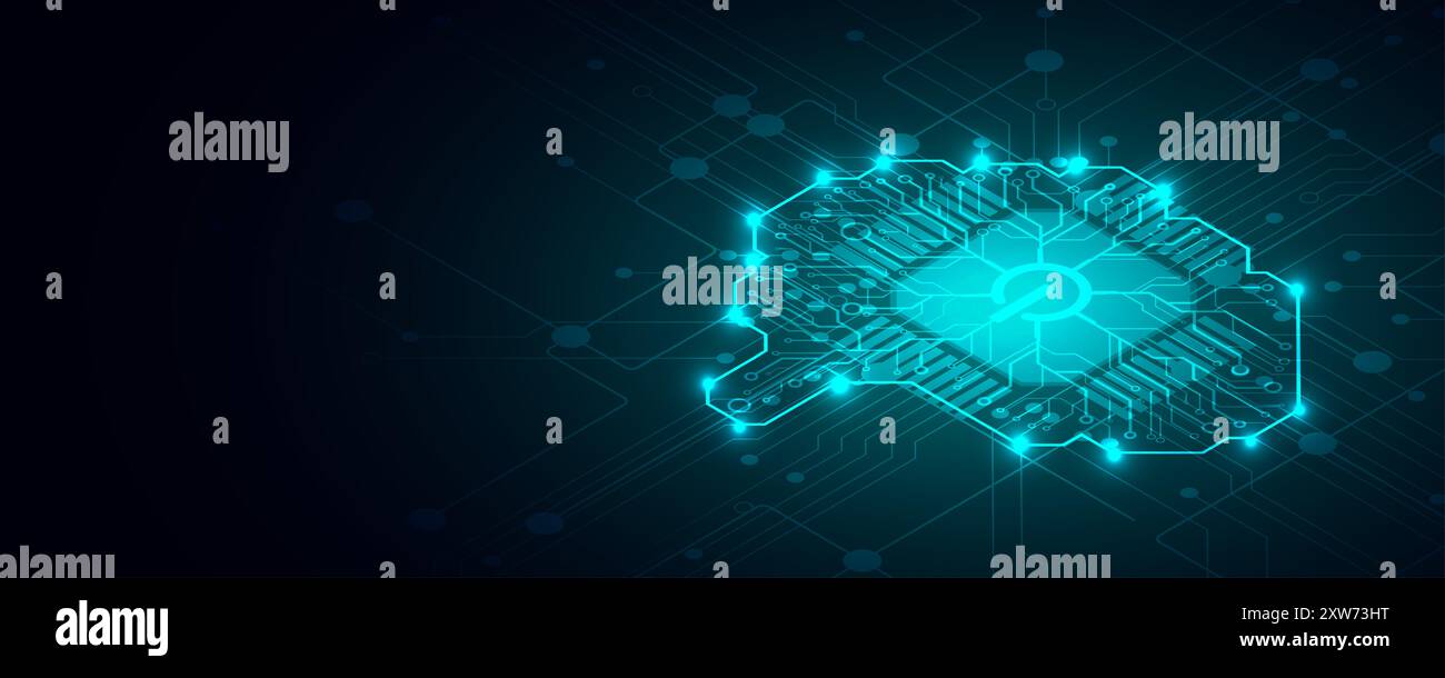 Abstract Artificial intelligence. Cloud computing. Machine learning. Technology web background ...