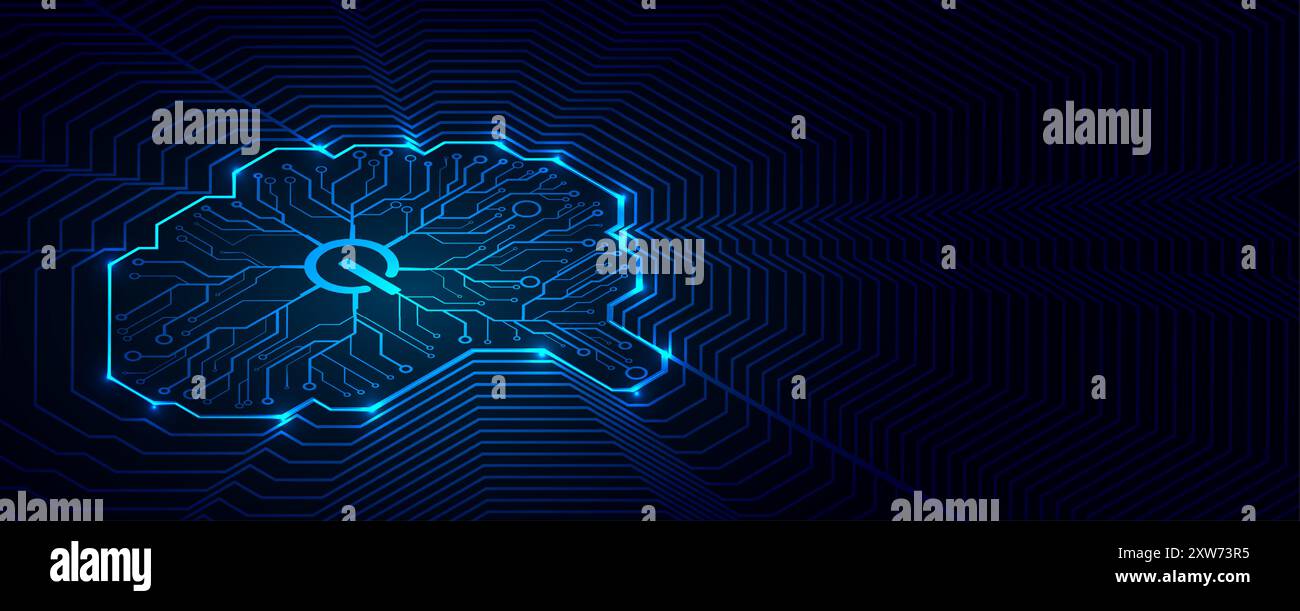 Abstract Artificial intelligence. Cloud computing. Machine learning. Technology web background ...
