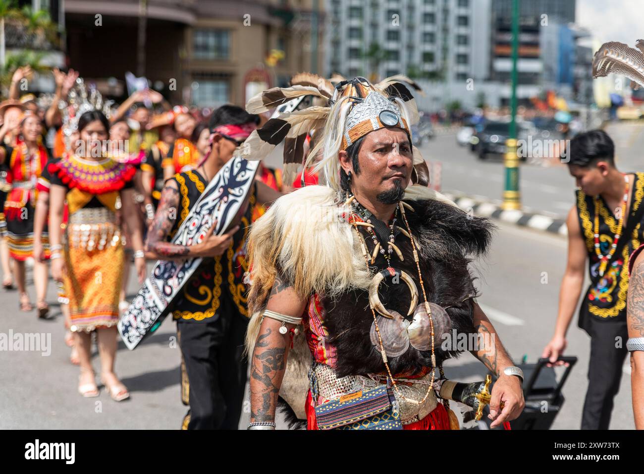Iban Parade in Traditional Costumes During Gawai Dayak Celebration ...