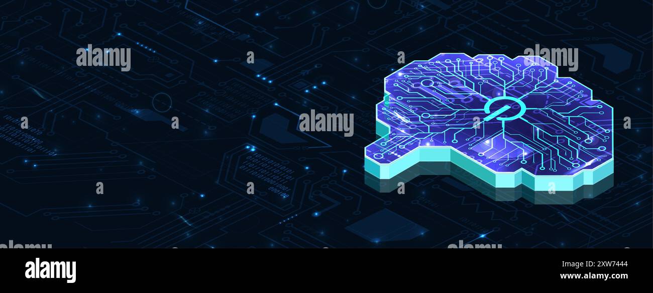 Abstract Artificial intelligence. Cloud computing. Machine learning. Technology web background ...