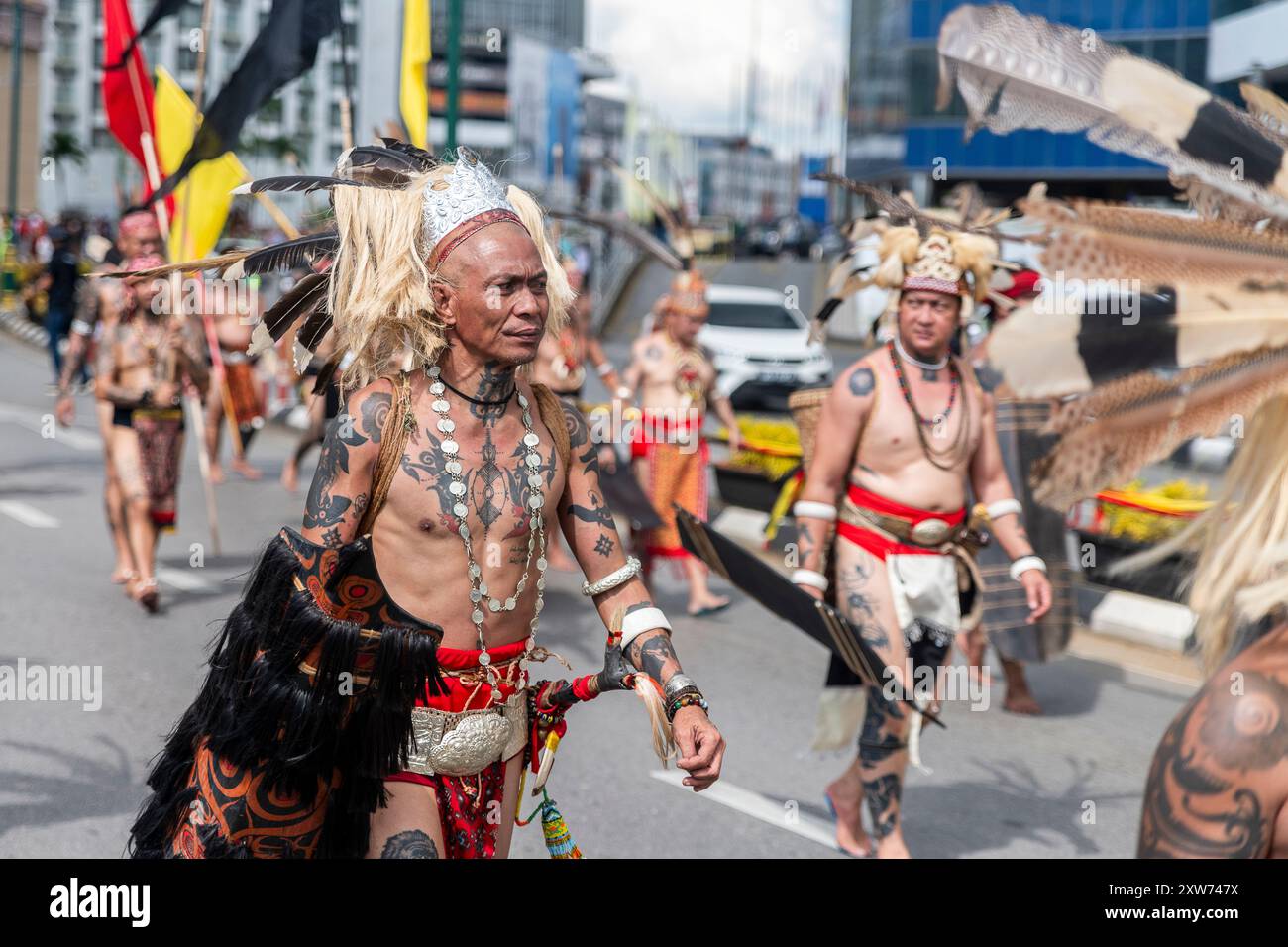Iban Parade in Traditional Costumes During Gawai Dayak Celebration ...