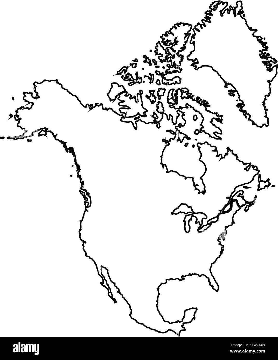 North america map outline hi-res stock photography and images - Alamy