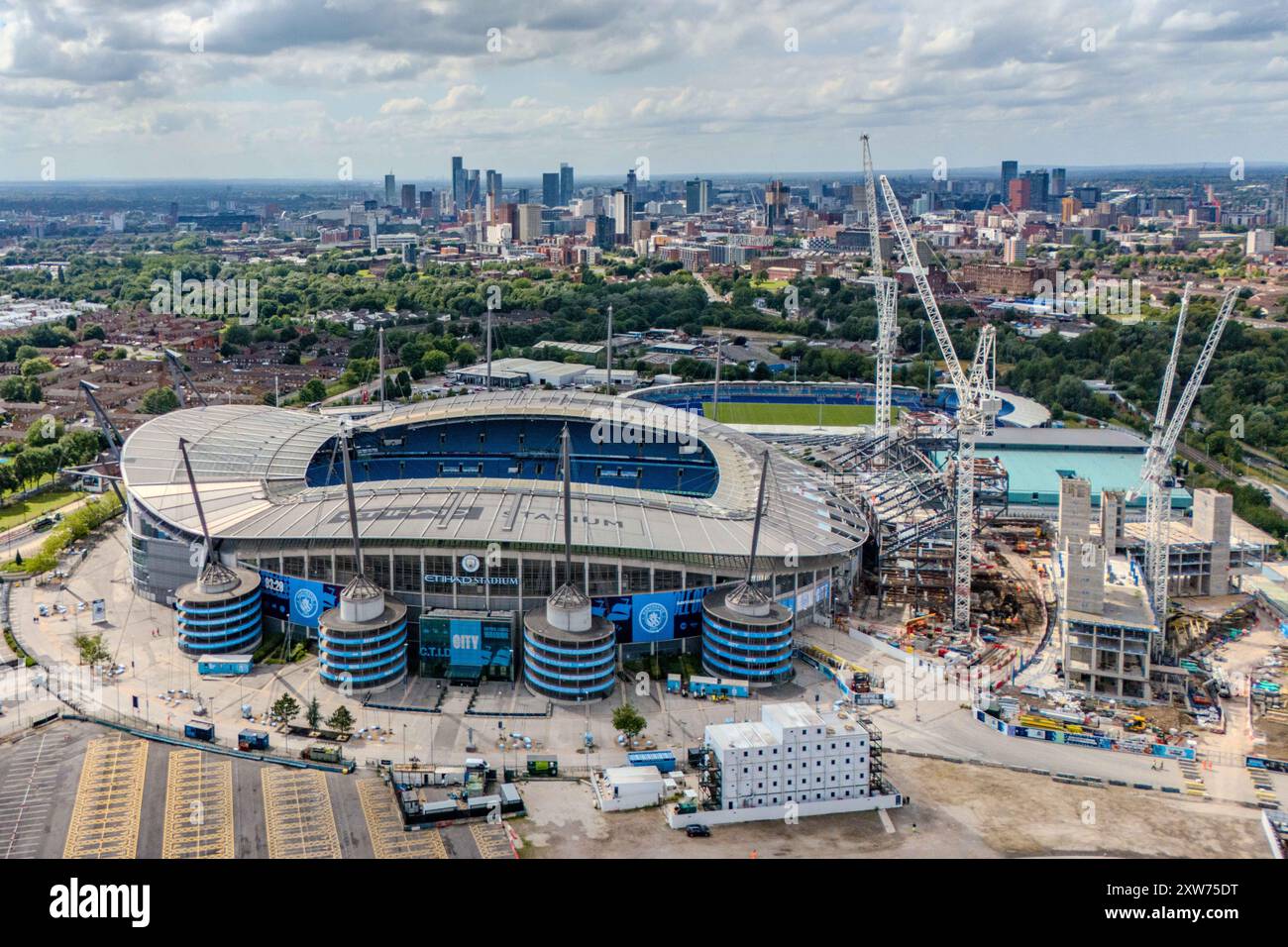 Aerial view of the Etihad Stadium, Manchester, England, United Kingdom ...