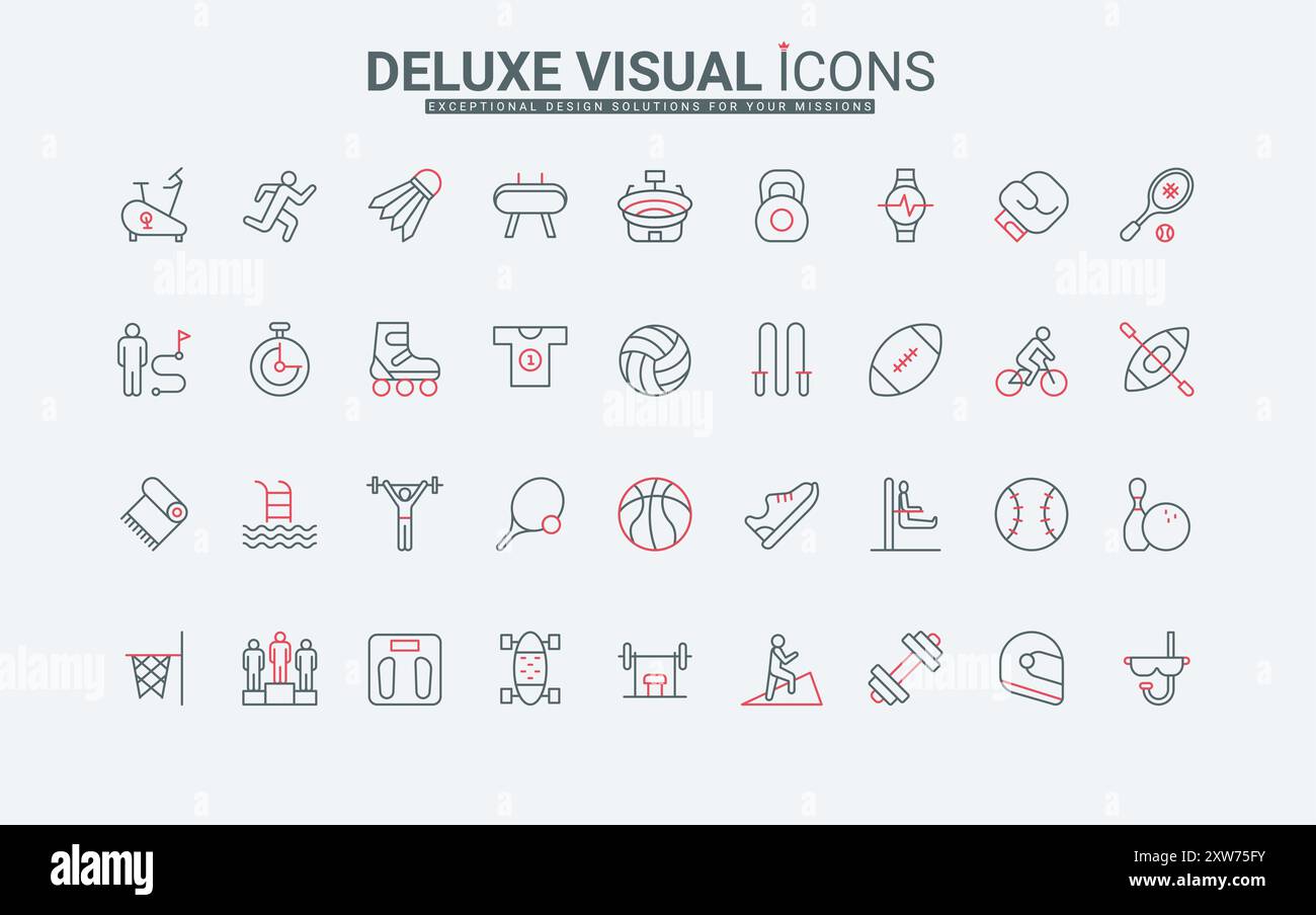 Fitness, active healthy lifestyle and equipment line icons set. Outdoor ...