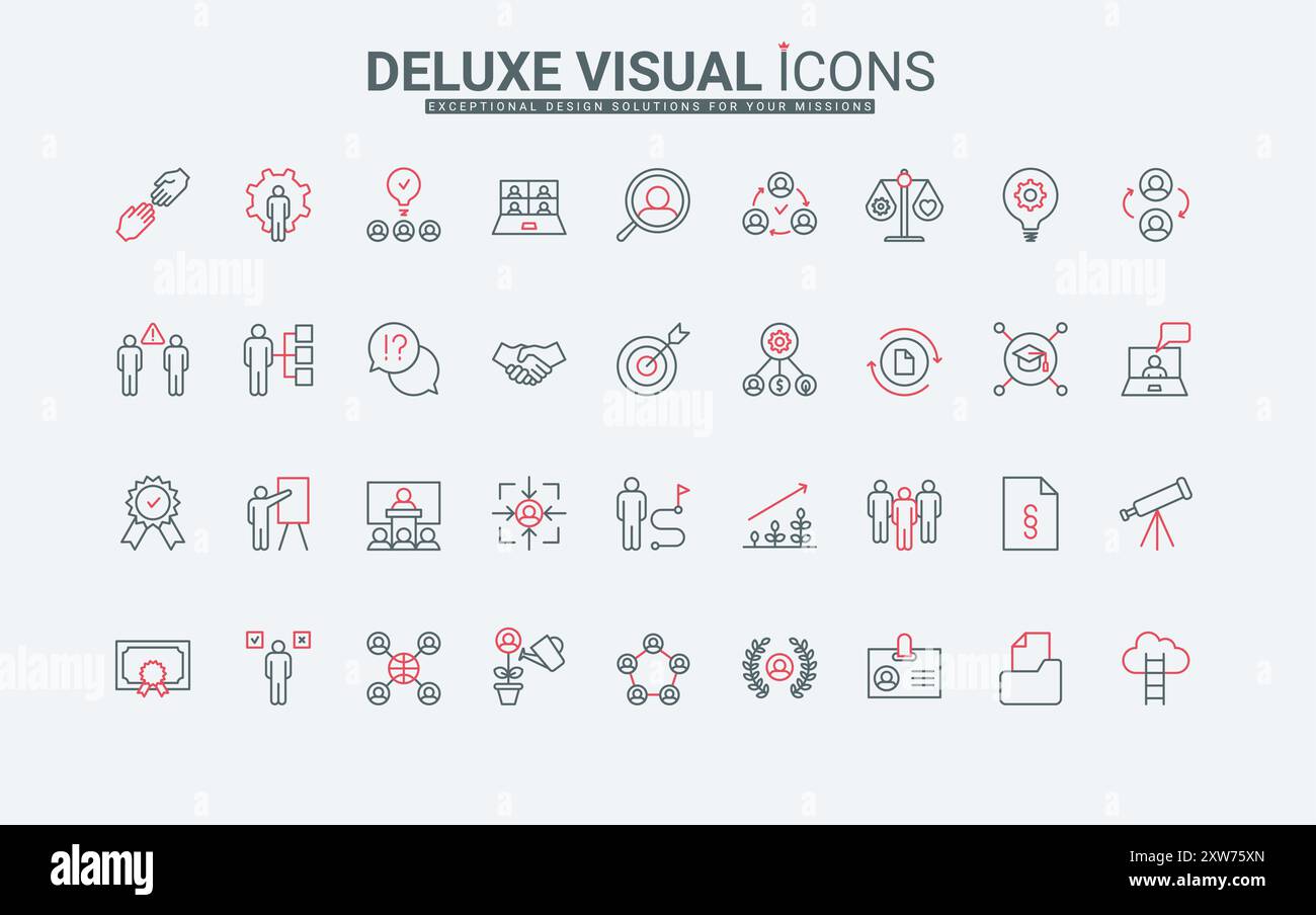 Human resources, HR organization for company growth strategy line icons ...