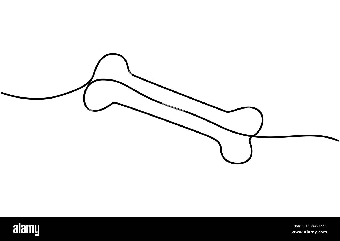 Continuous one line drawing of bone bone line art vector illustration ...