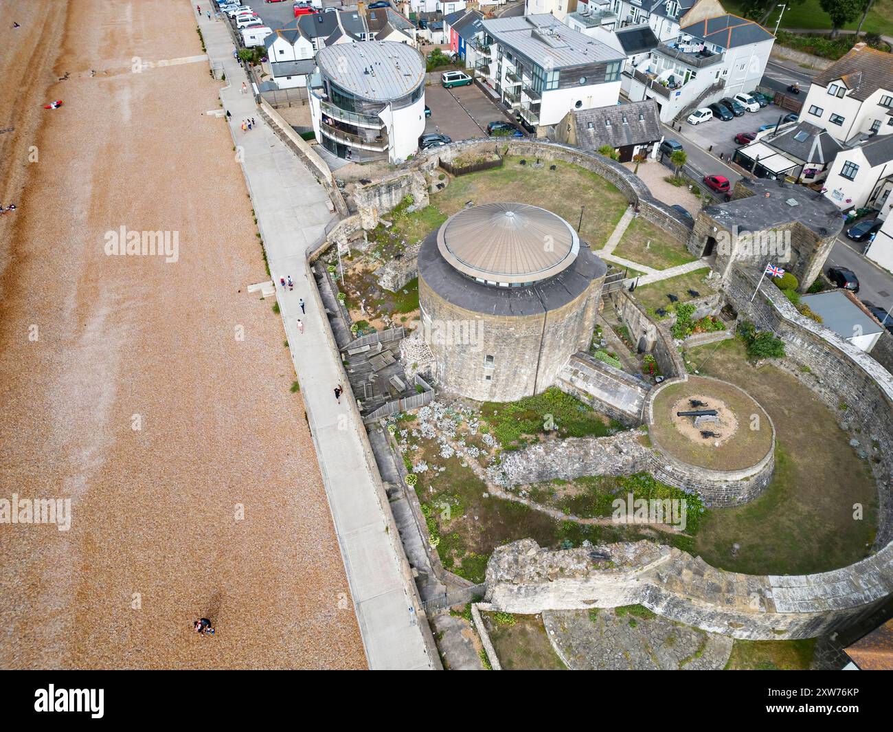 aerial view of the beach and castle at sandgate on the kent coast Stock ...
