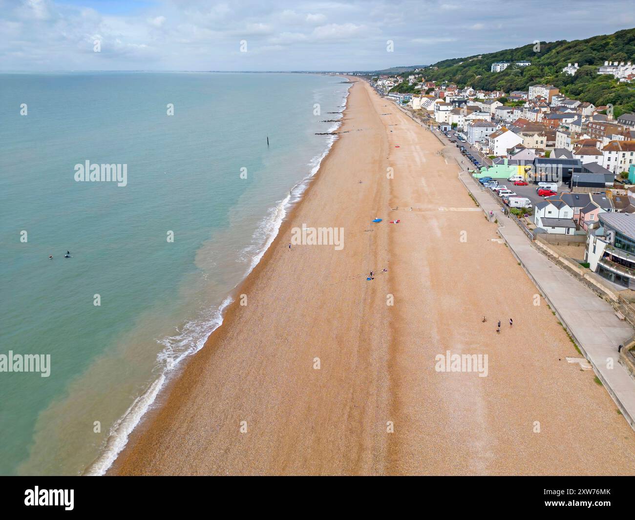 aerial view of the beach at sandgate on the kent coast Stock Photo - Alamy