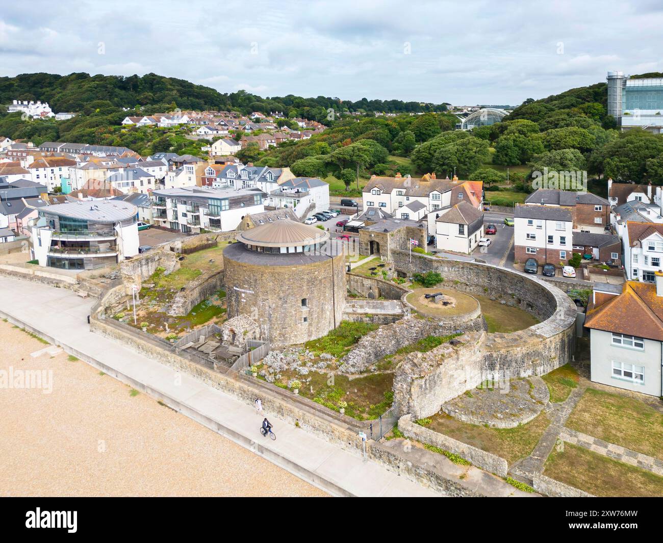 aerial view of the beach and castle at sandgate on the kent coast Stock ...