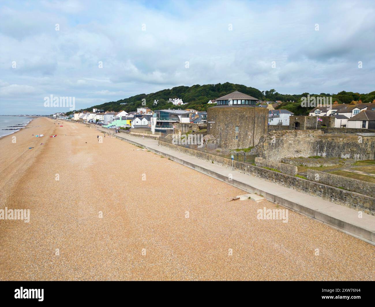 aerial view of the beach and castle at sandgate on the kent coast Stock ...