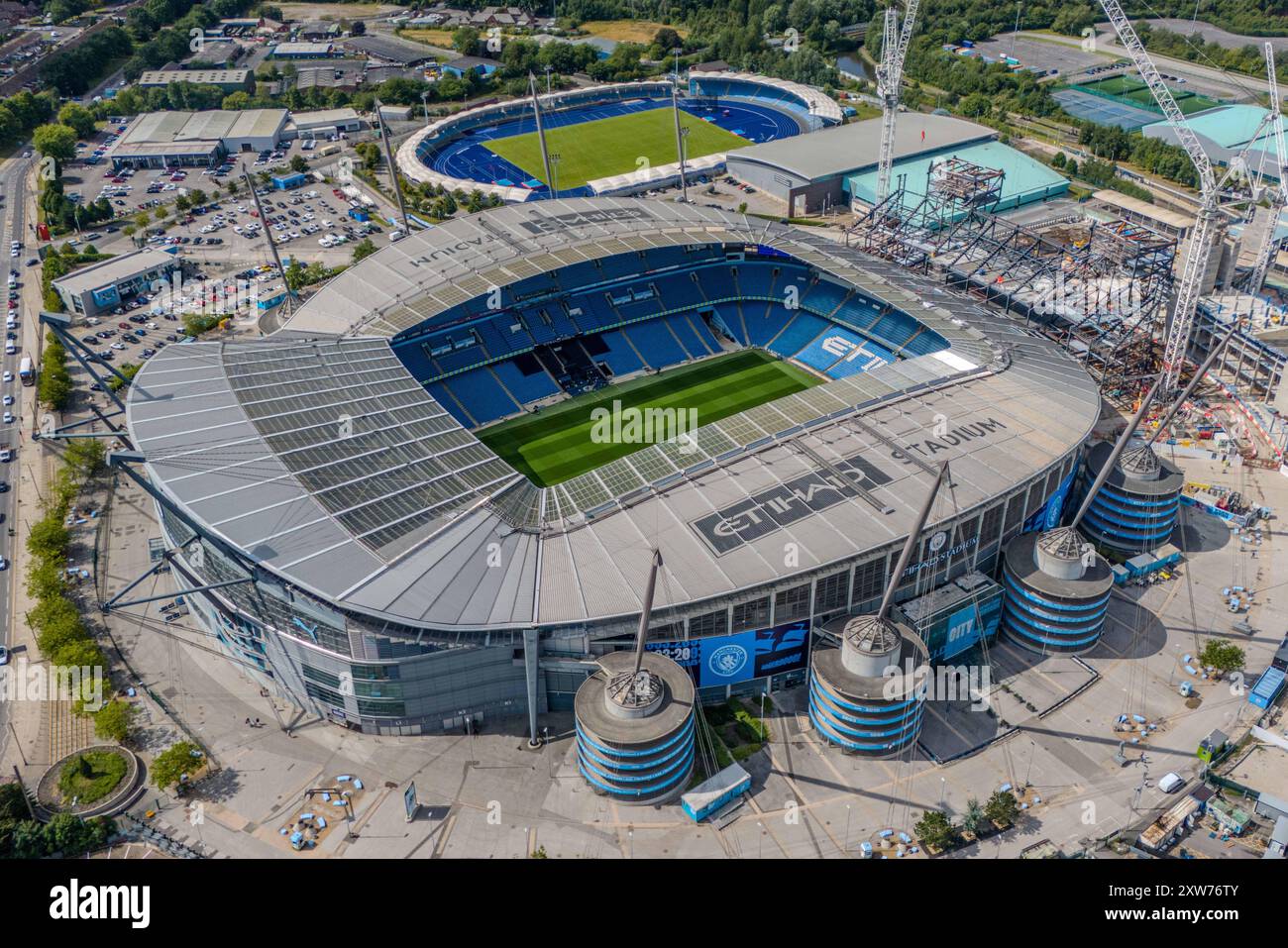 Aerial view of the Etihad Stadium, Manchester, England, United Kingdom ...