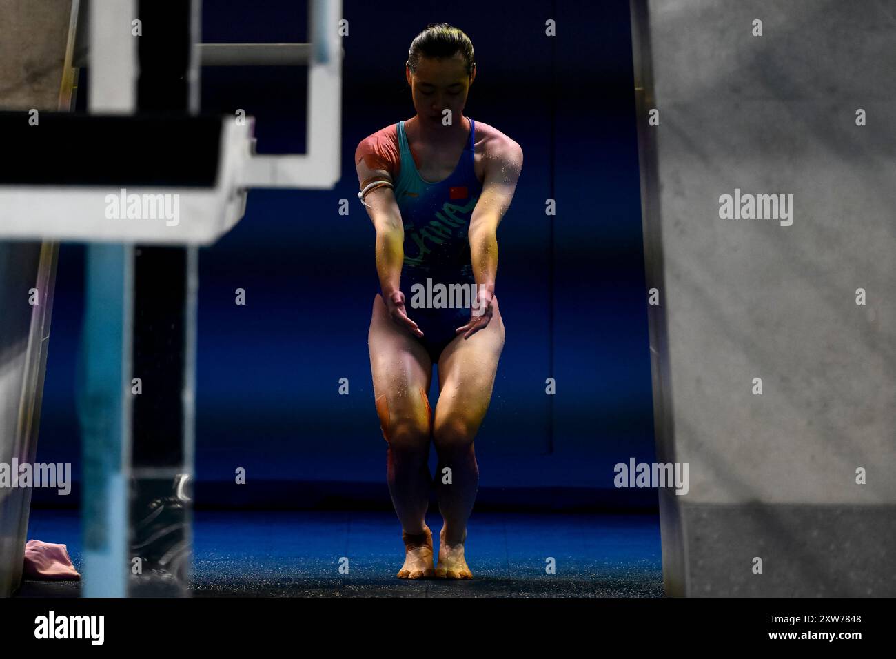 Yani Chang of China prepares to compete in the diving 3m Springboard ...