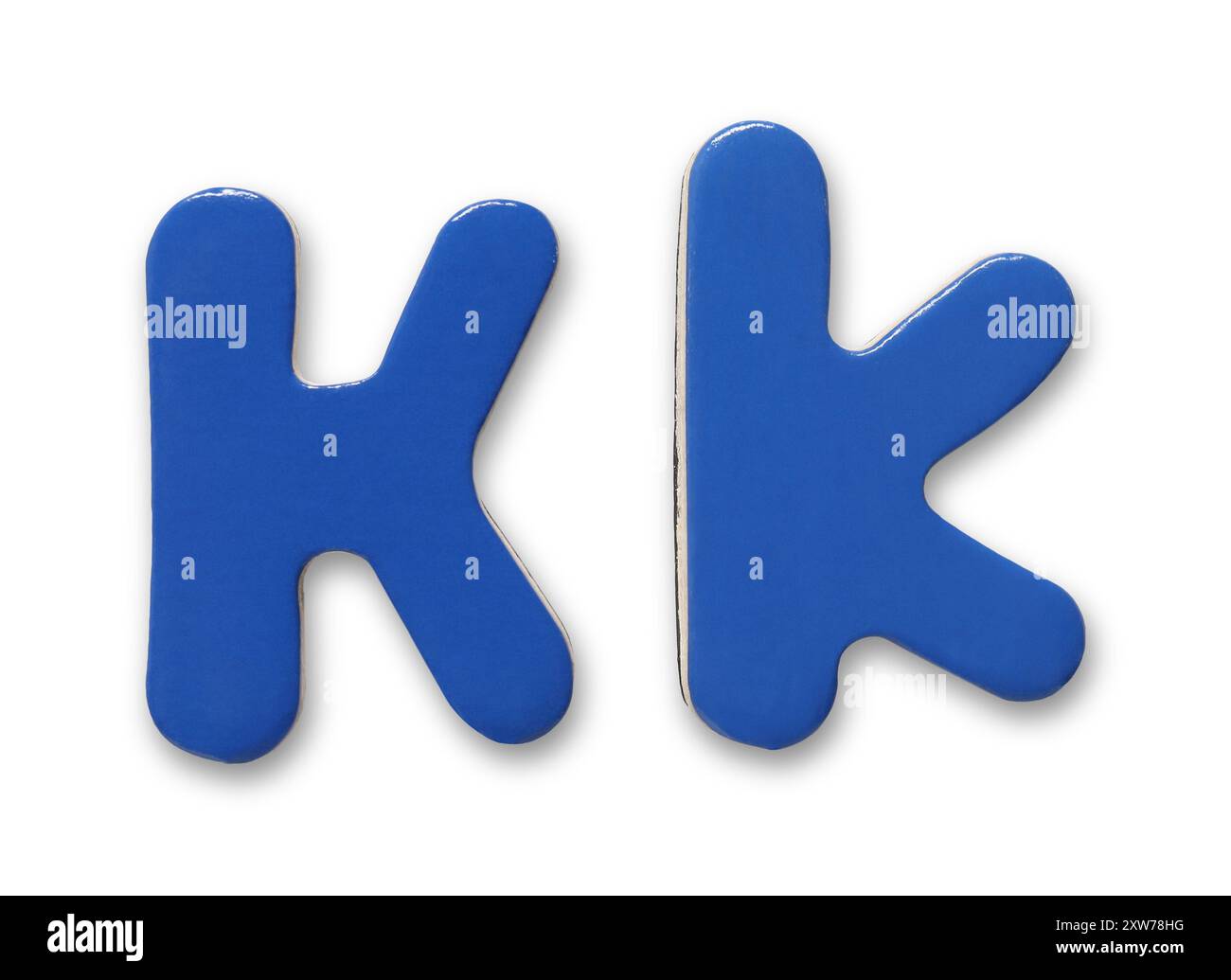 Uppercase and lowercase blue magnetic letter K isolated white Stock ...