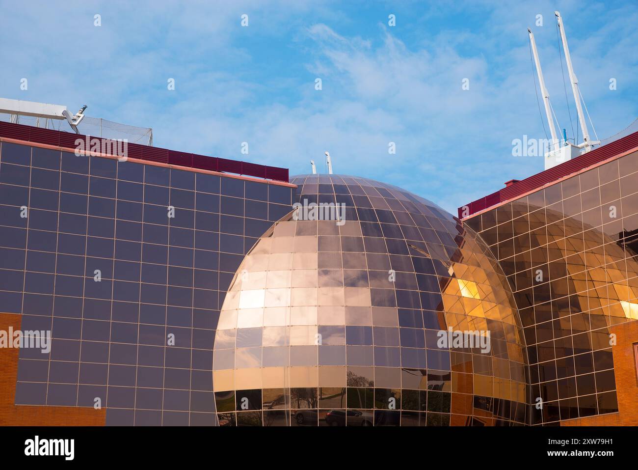 Glass facade of modern building. Campo de las Naciones, Madrid, Spain ...