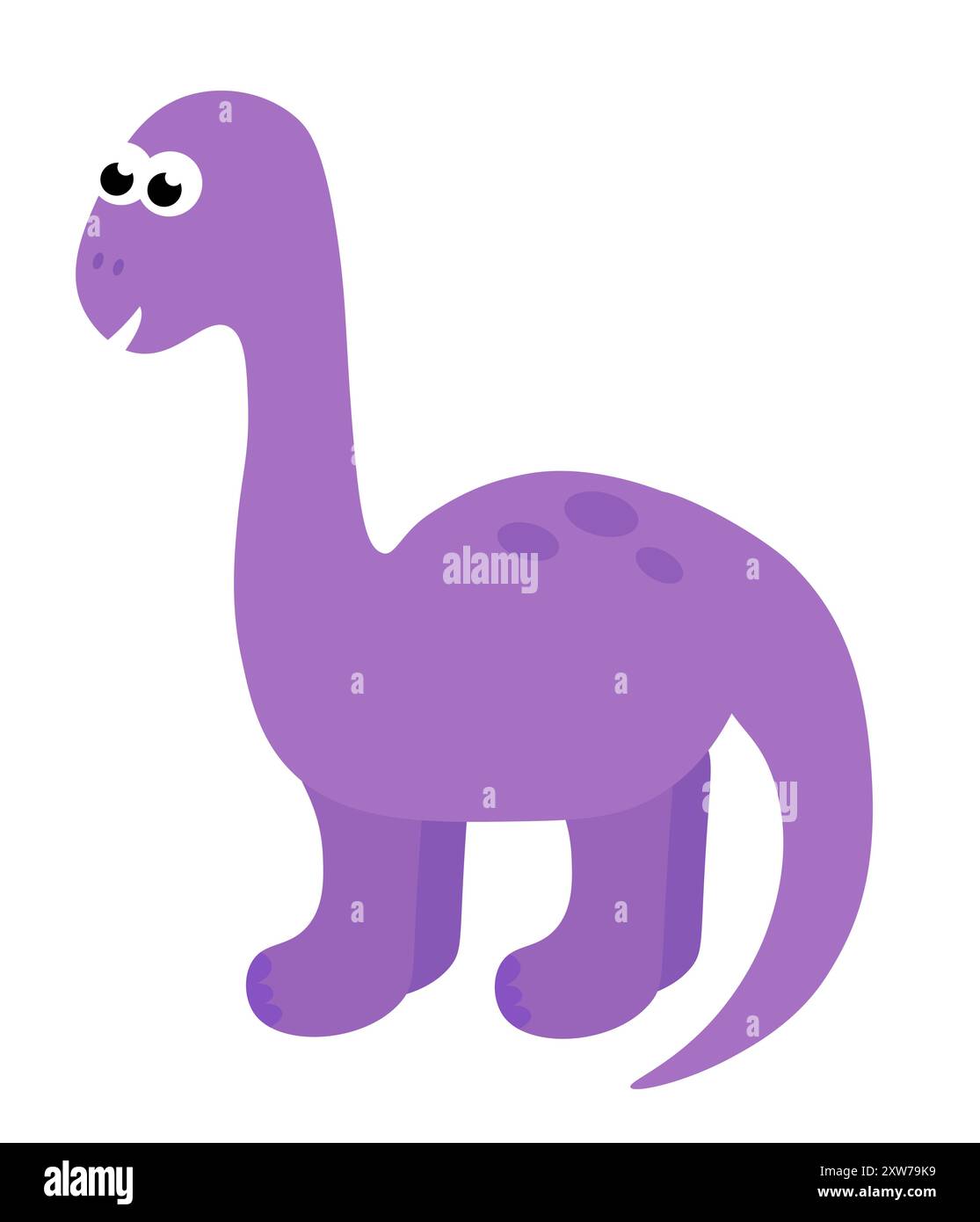 Cute baby dinosaur. Hand drawn brontosaurus. Flat cartoon vector illustration isolated on white ...