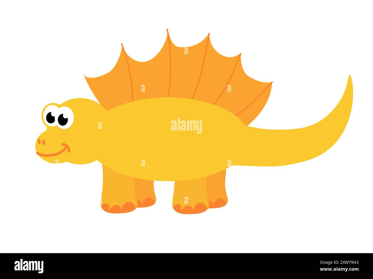 Cute baby dinosaur. Hand drawn spinosaurus. Flat cartoon vector illustration isolated on white ...