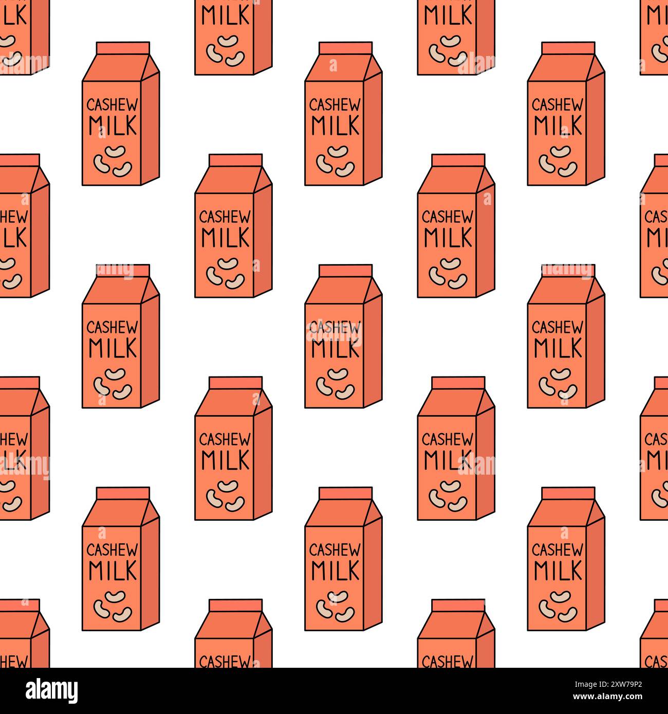 Seamless Pattern with Cashew milk. Box Carton packaging. Vector flat ...