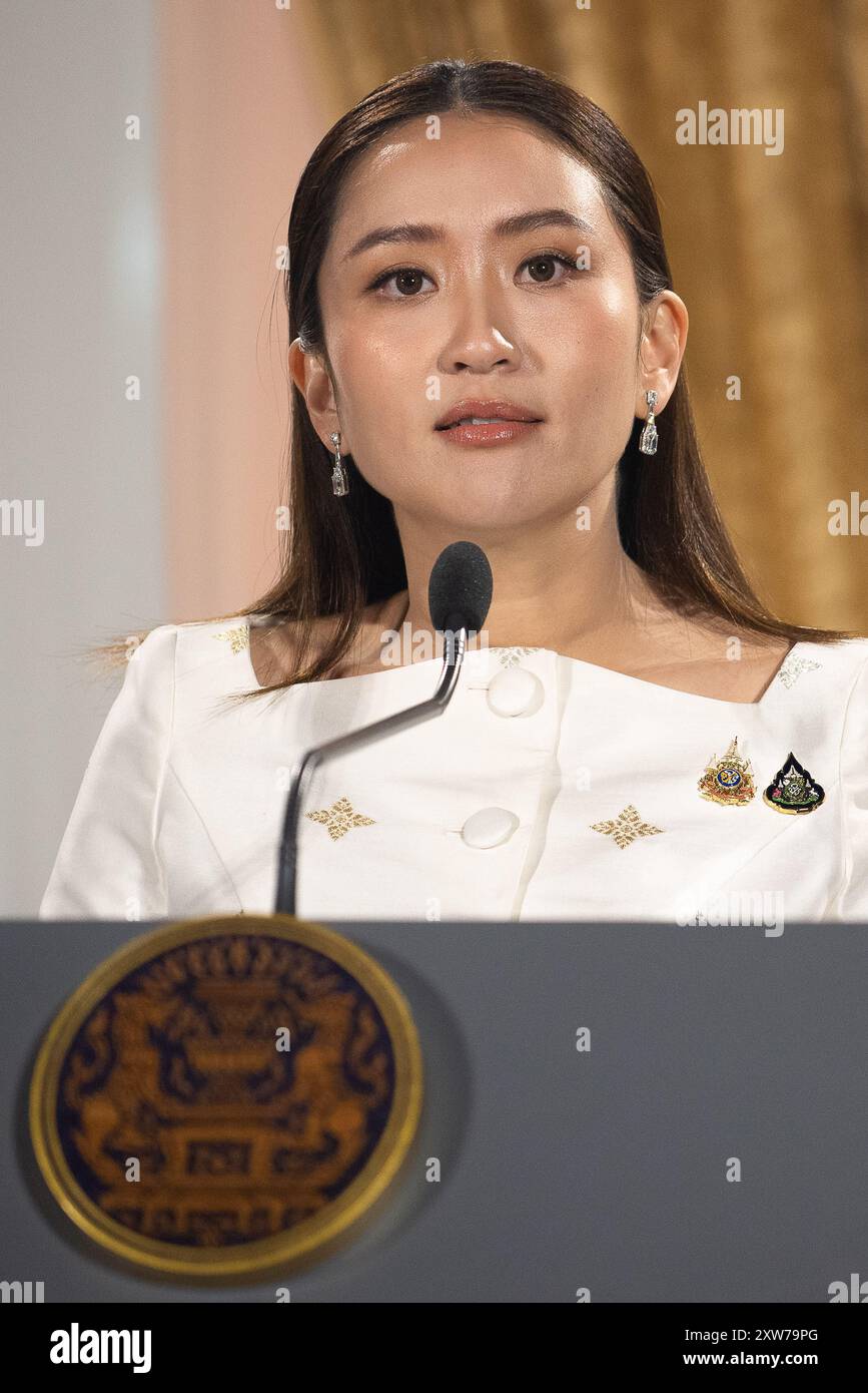 Thailand's Prime Minister Paetongtarn Shinawatra attends a press ...