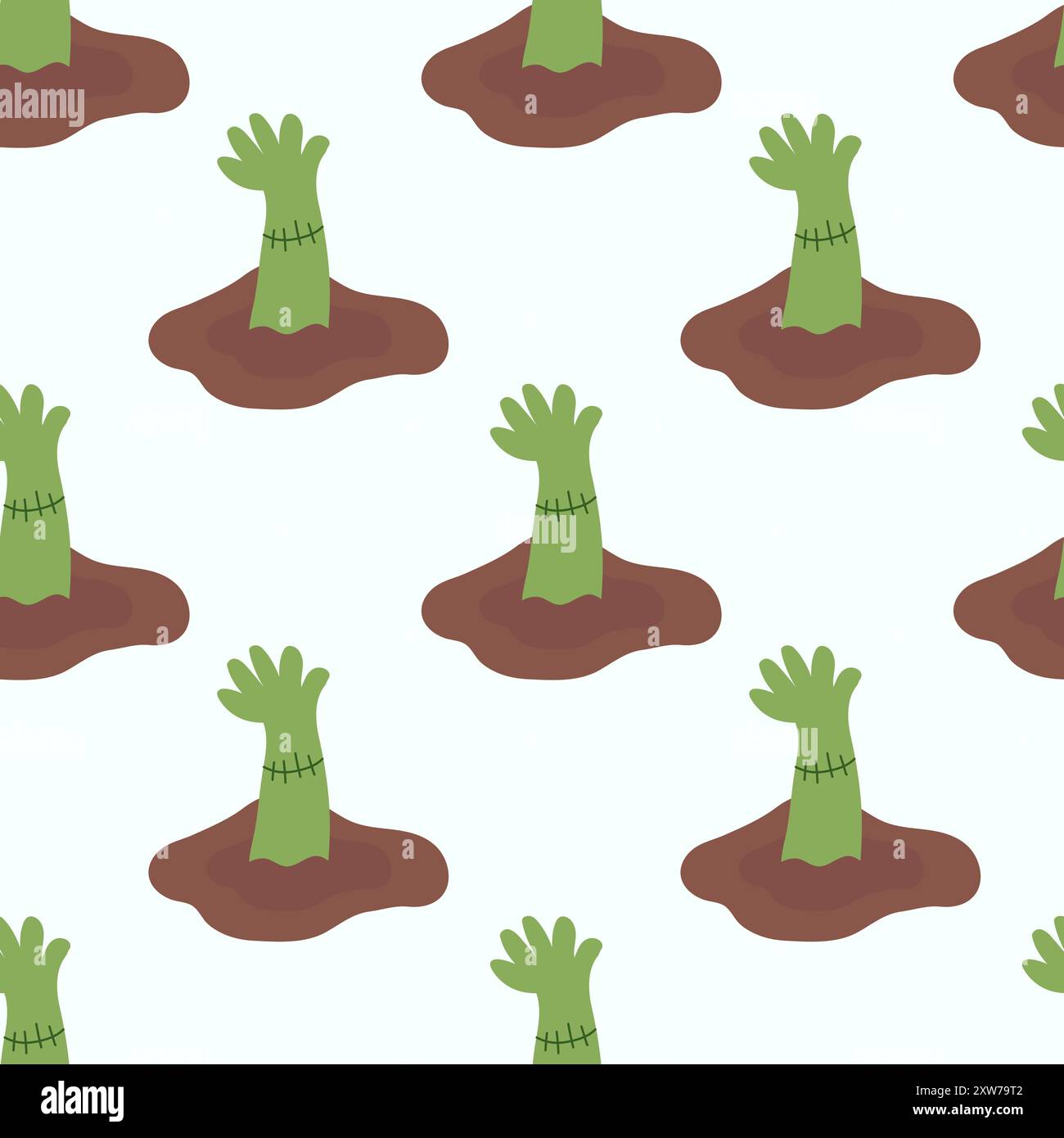Zombie hand sticking out of ground. Halloween Seamless Pattern. Dead ...