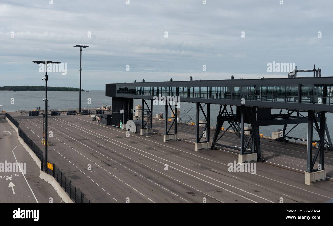 Empty terminal port infrastructure. Vehicle lines to the ferry boat ...