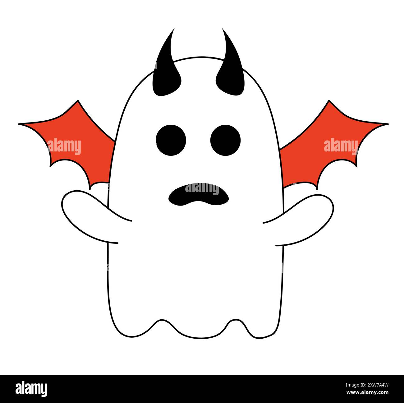 Cute Halloween ghost in costume Demon. Holiday character. Vector Flat ...