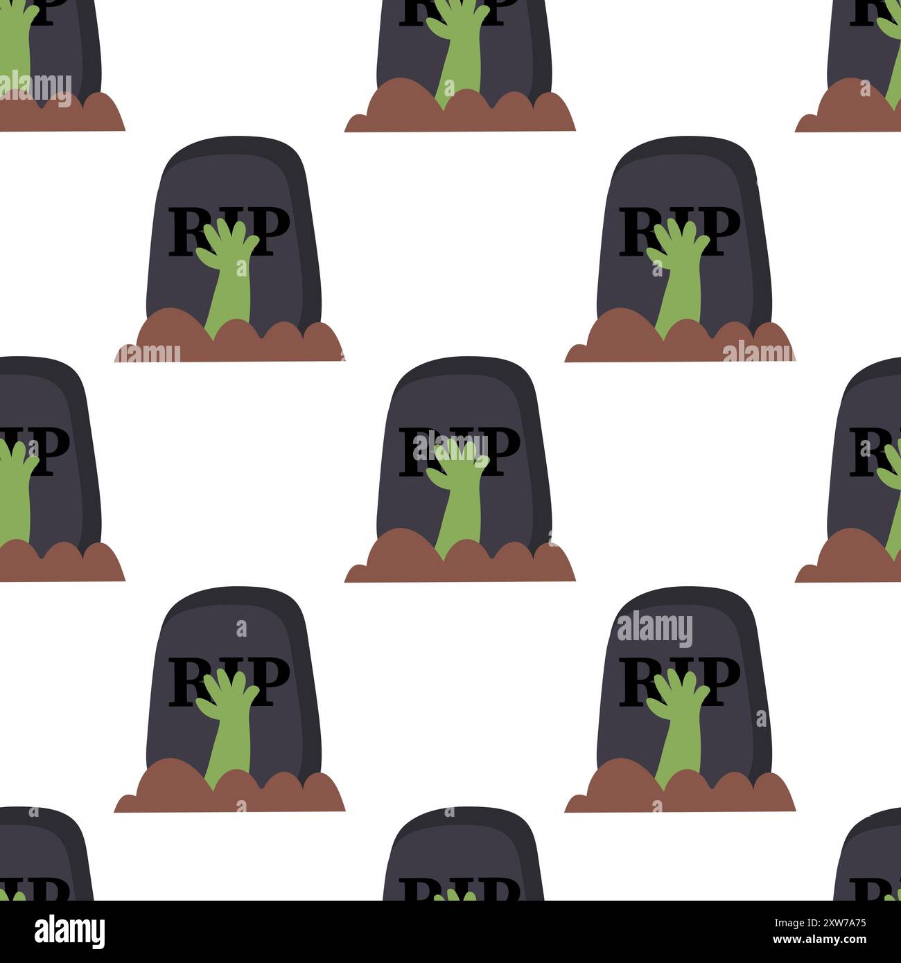 Seamless pattern. R.I.P. gravestone with zombie hand. Halloween ...