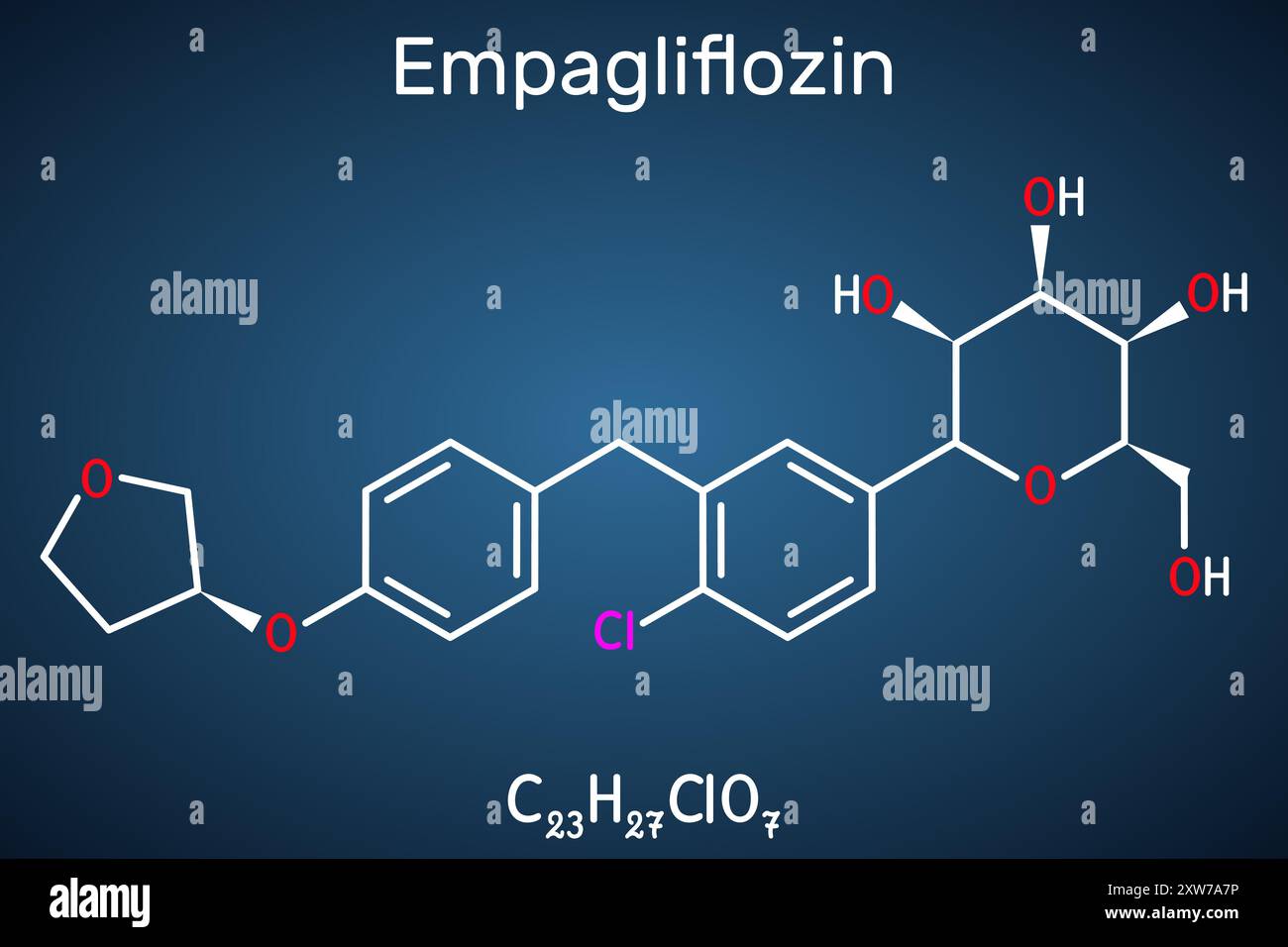 Empagliflozin molecule. It is antidiabetic medication, SGLT2 inhibitor ...
