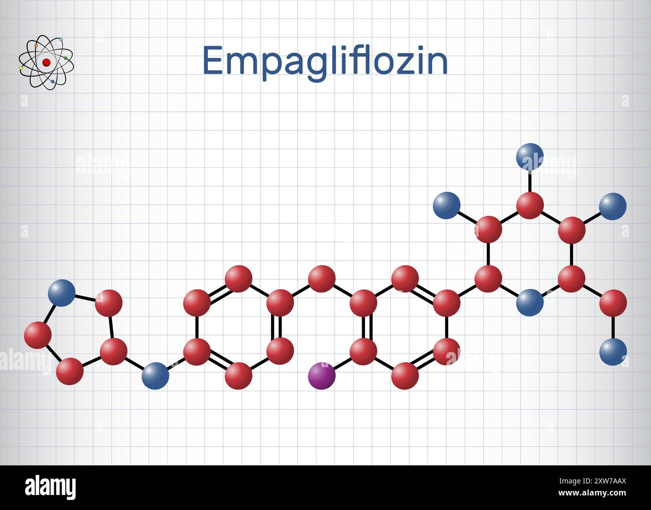 Empagliflozin molecule. It is antidiabetic medication, SGLT2 inhibitor ...