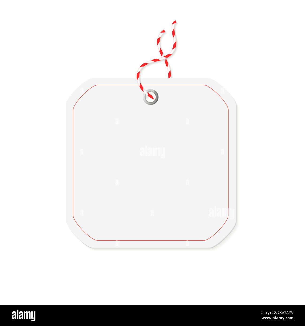 Vector illustration of a square price tag with a red string and ...