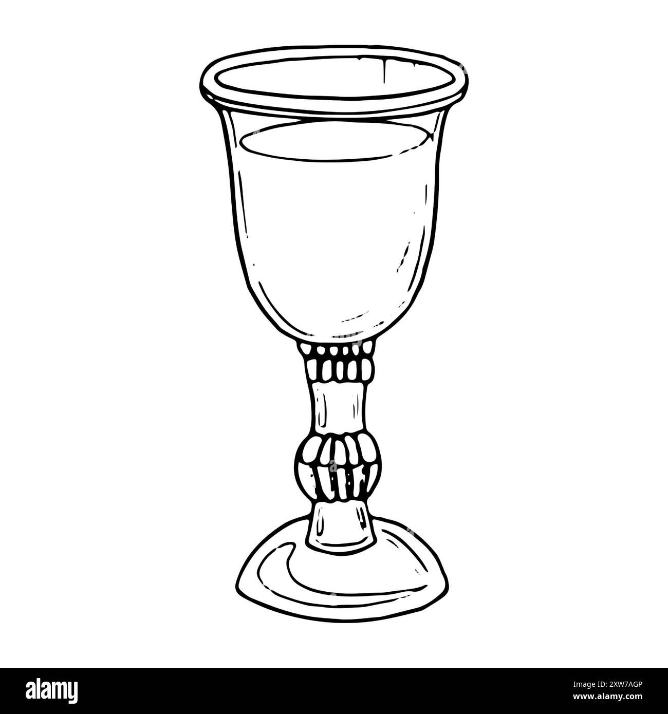 Glass of wine line ink. Vintage goblet for Kiddush Stock Vector Image ...
