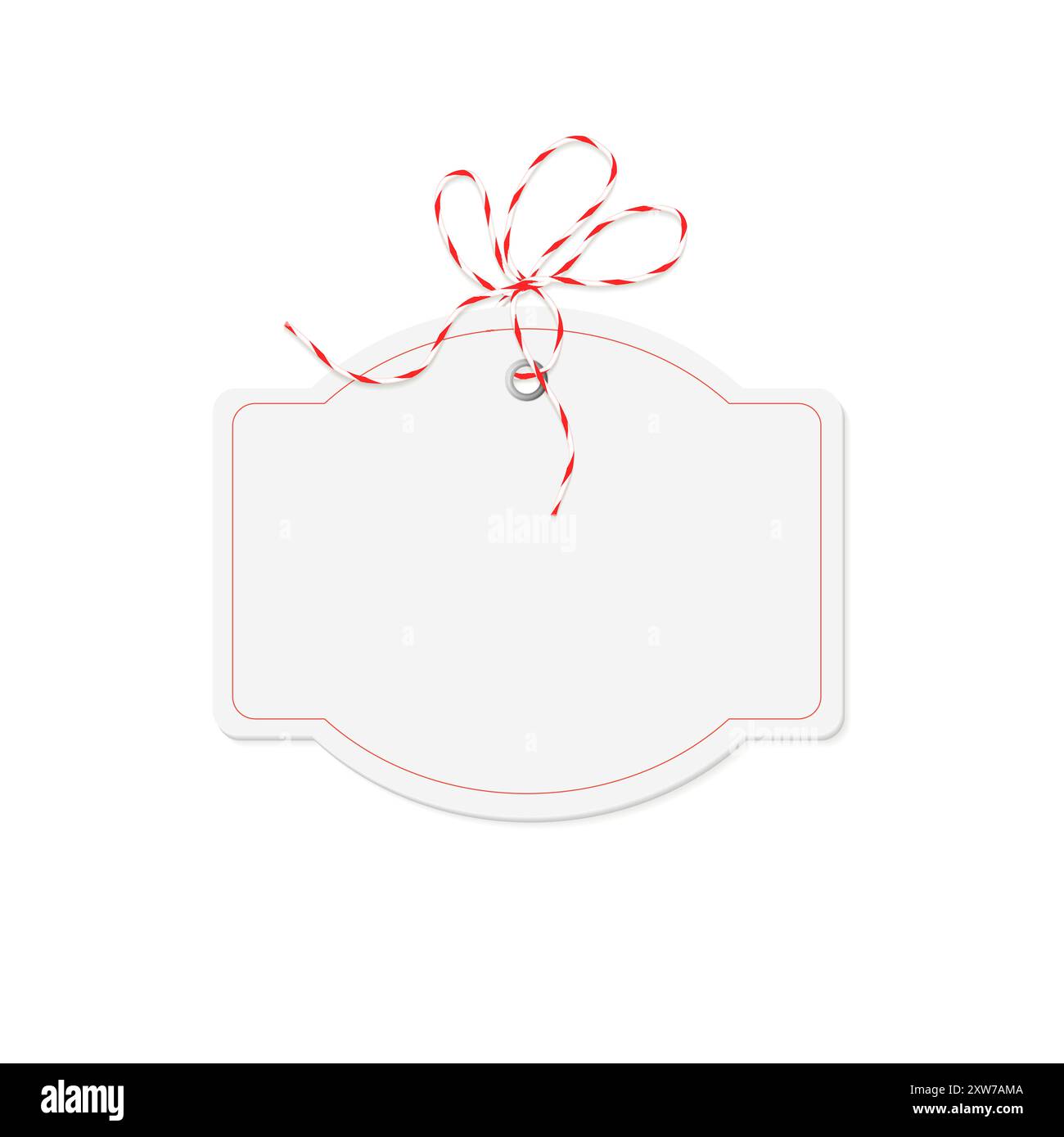 Vector image of an oval price tag with a red string bow and simple red ...