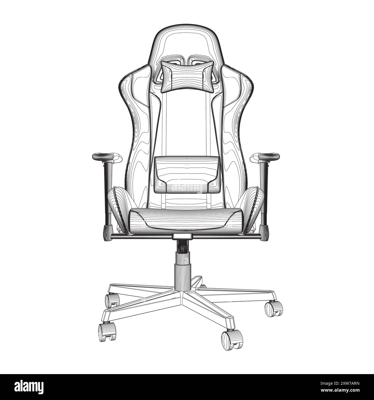Gaming chair contour vector illustration. Drawing of computer chair ...