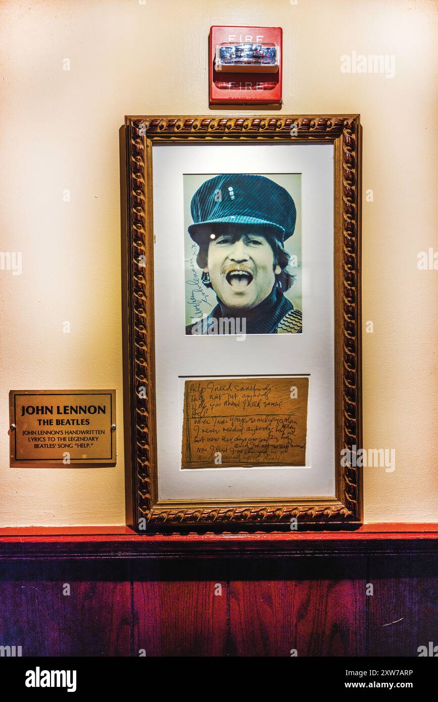 Framed photograph of John Lennon from The Beatles with his handwritten ...