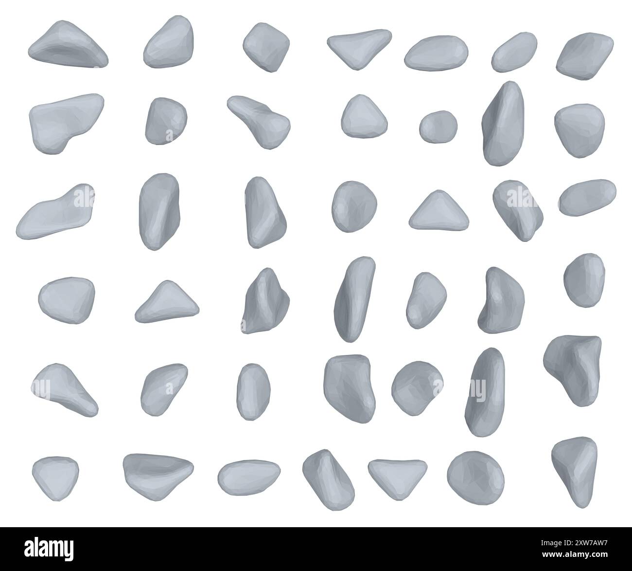 Set of polygonal pebbles and natural stones. Hand drawn illustration ...