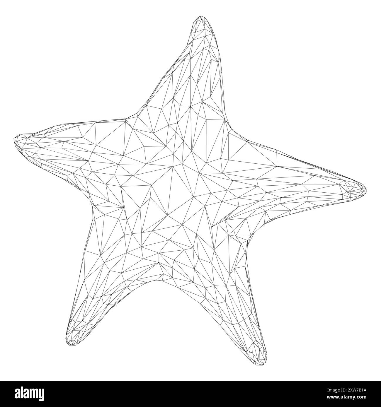 Wireframe Sea star fish marine, vector illustration of a starfish. Line ...