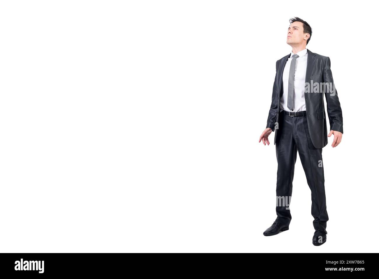 Honest man in formal suit. White background Stock Photo - Alamy
